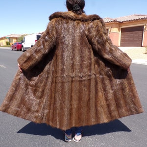 M (8-10) Real NUTRIA Fur Coat, Full-length Brown Nutria, Nice Vintage ...