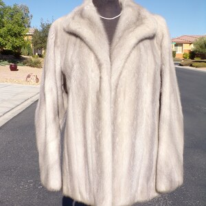 S/M 6-8 Real Gray MINK FUR Jacket Coat, Hip-length, Sapphire Mink ...