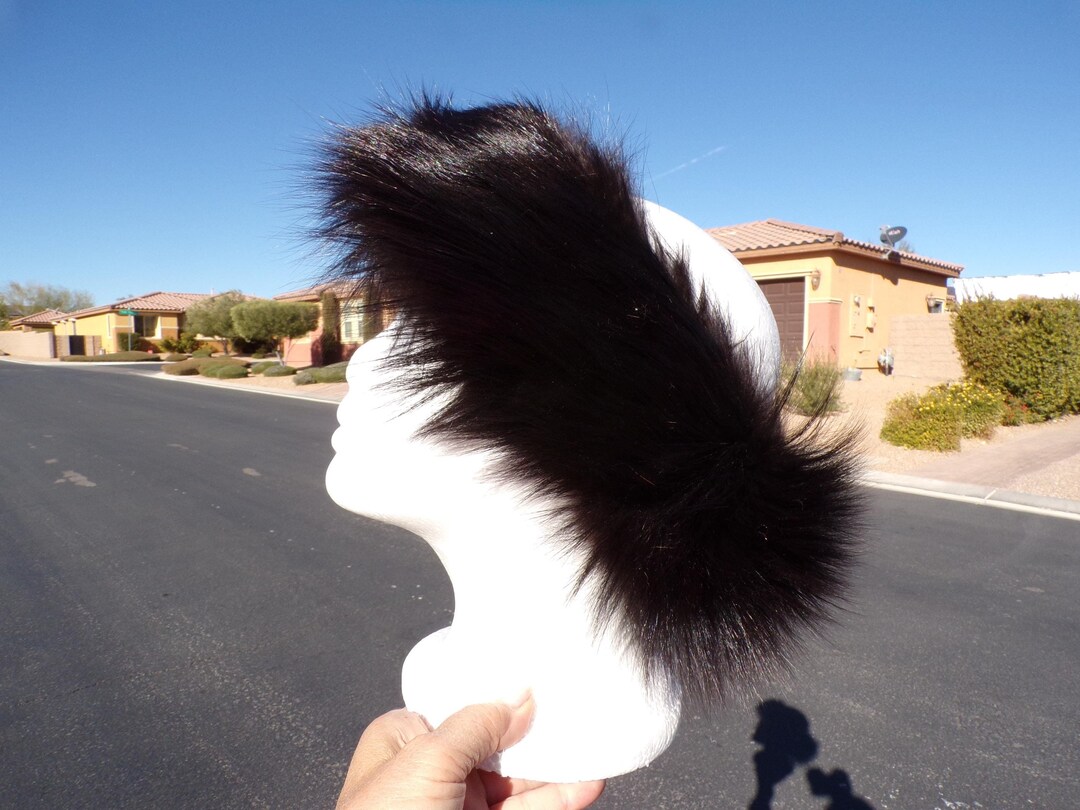21.5" Real BLACK FOX Fur Headband, Solid Black, Dyed Arctic Fox Fur ...