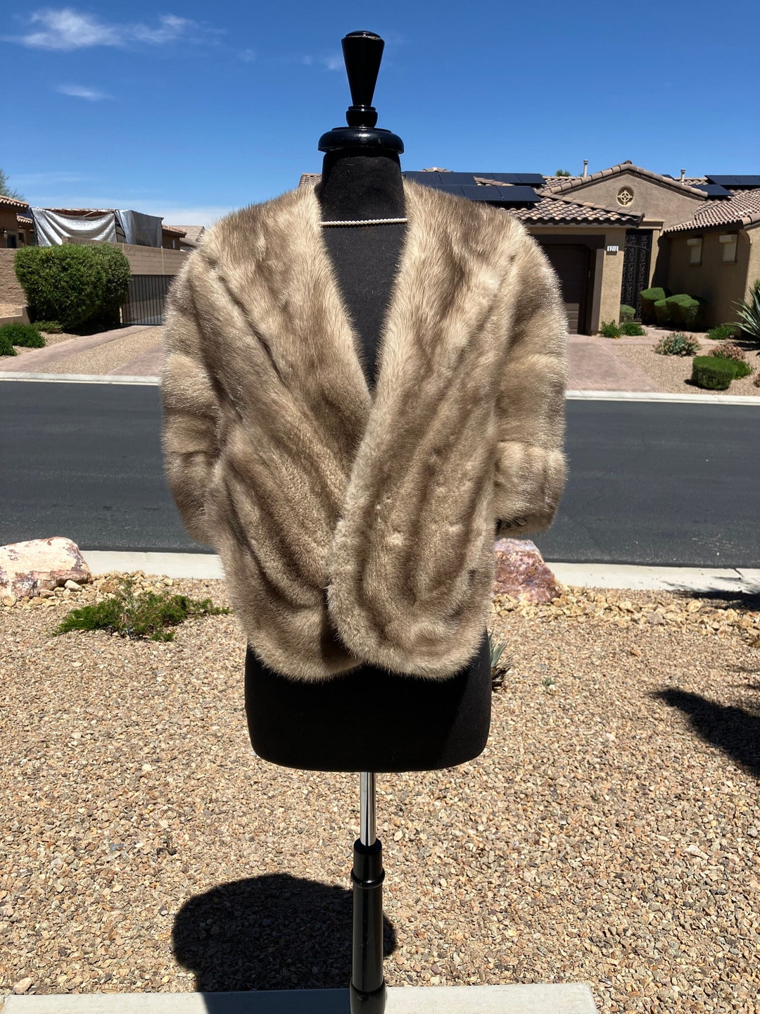 M (8-10) Real MINK FUR Stole Stoll Shawl Wrap, Silver Blue Mink, Gray ...