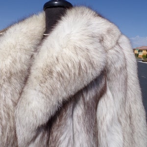 S-M 6-8 Real BLUE FOX Fur Jacket Coat by SAGA Furs, Hip-length, Ivory W ...