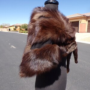 S-M (8-10) Real SILVER FOX FUR Stole Shawl Wrap, Fox Fur in Brown/ivory ...