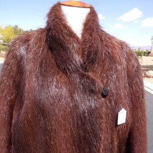 M/L (10-12) Real NUTRIA Fur Coat, Full-length Brown-beige Nutria ...