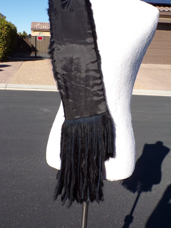60" real black RABBIT FUR scarf boa, black rabbit fur… - Gem