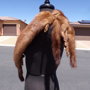 4 Pelt Brown MINK Scarf Scarves Collar Boa Stole Stoll, Real MINK Full ...