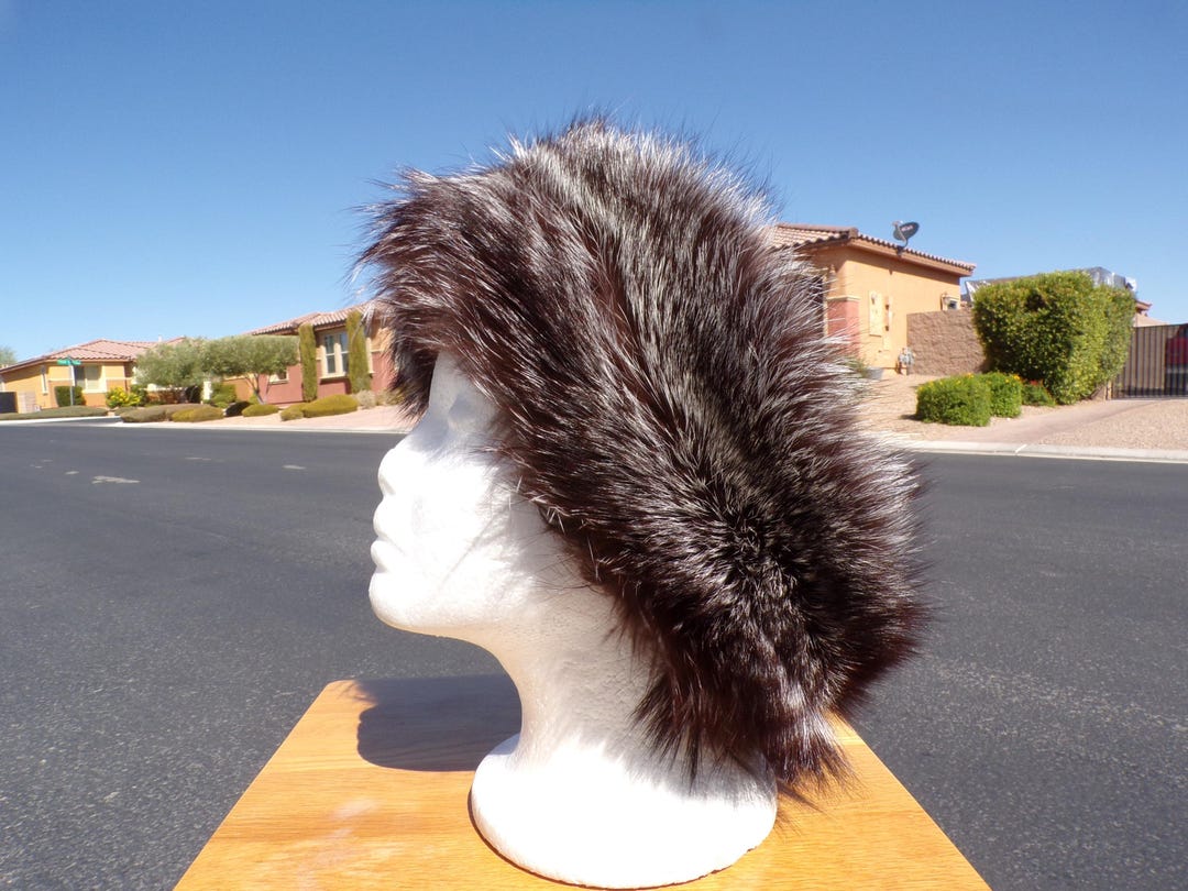 23 Real SILVER FOX Fur Headband, Brown/gray/ivory Fox Fur Headband ...