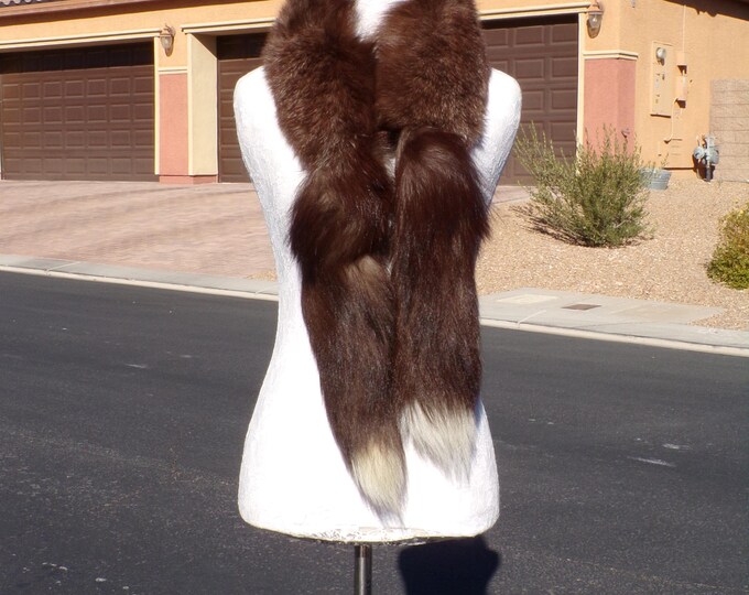 52 Real FOX Fur Neck Wrap With Fox Tails, Scarf Collar Stole Stoll ...