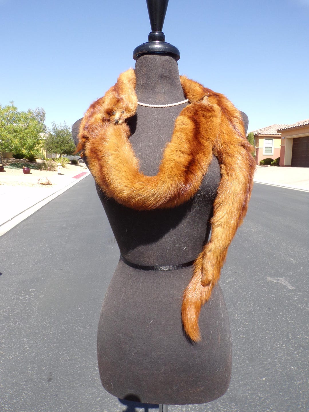 4 Pelt Copper MINK Scarf Collar Boa Stole, Pretty Color, Real MINK Full ...