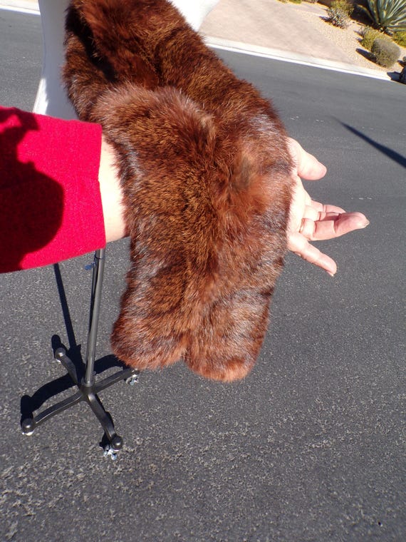 70" real brindle RABBIT FUR belt sash scarf, rabbit f… - Gem