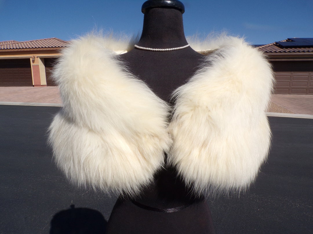 L 10-12 Real ARCTIC FOX Fur Stole Stoll Shawl Wrap, SHEDS, Fox Fur in ...