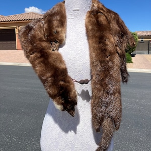 4 Pelt Brown MINK Scarf Scarves Collar Boa Stole Stoll, Real MINK Full ...