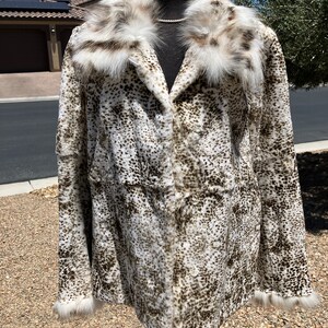 NWT L 12 Real SHEARED RABBIT W Fox Trim Jacket Hip-length, Macy's Fur ...