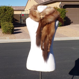 3 Pelt STONE MARTEN Sable Fitch Mink Scarf Scarves Collar Boa Stole ...