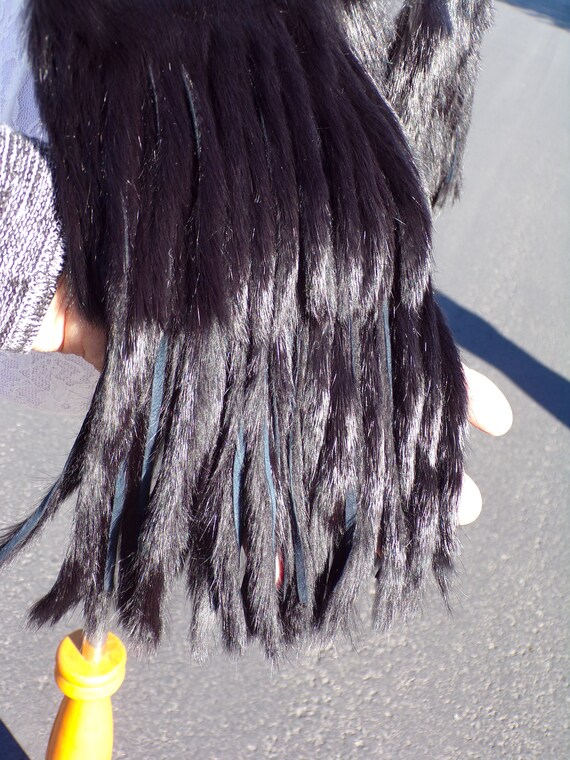 60" real black RABBIT FUR scarf boa, black rabbit fur… - Gem