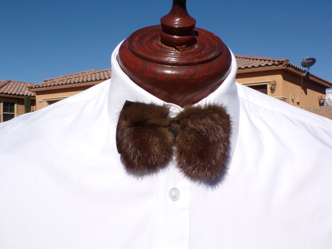 Real MINK Fur Bow Tie DARK BROWN, Wedding Bridal Fur, Prom Grooms Fur ...