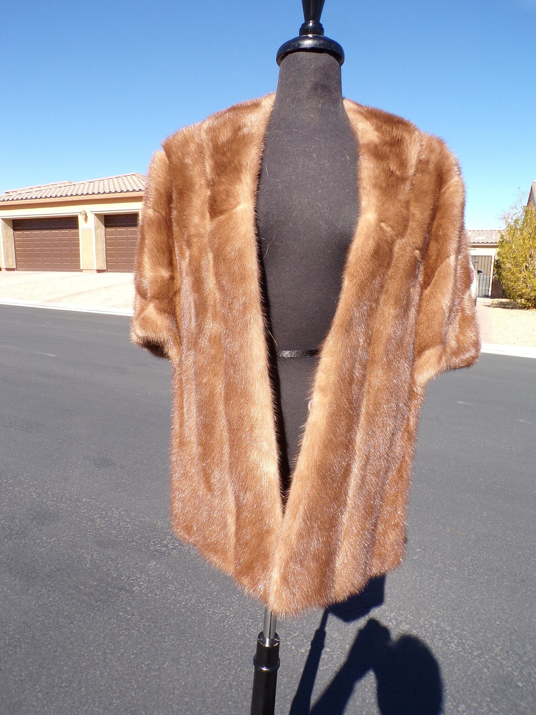 M (8-10) Real MINK FUR Stole Stoll Shawl Wrap, Beige/light Brown Mink ...