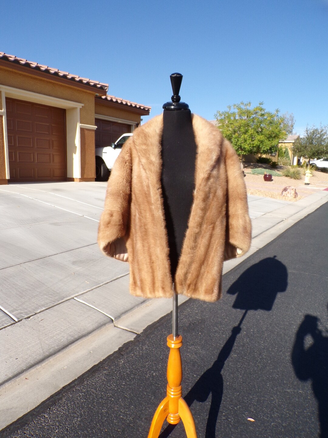 L (12-14) Real MINK FUR Stole Stoll Shawl Wrap, Beige Mink, Bridal Fur ...