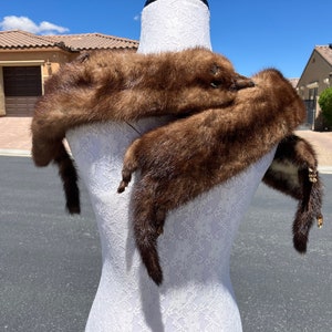 4 Pelt Brown MINK Scarf Scarves Collar Boa Stole Stoll, Real MINK Full ...