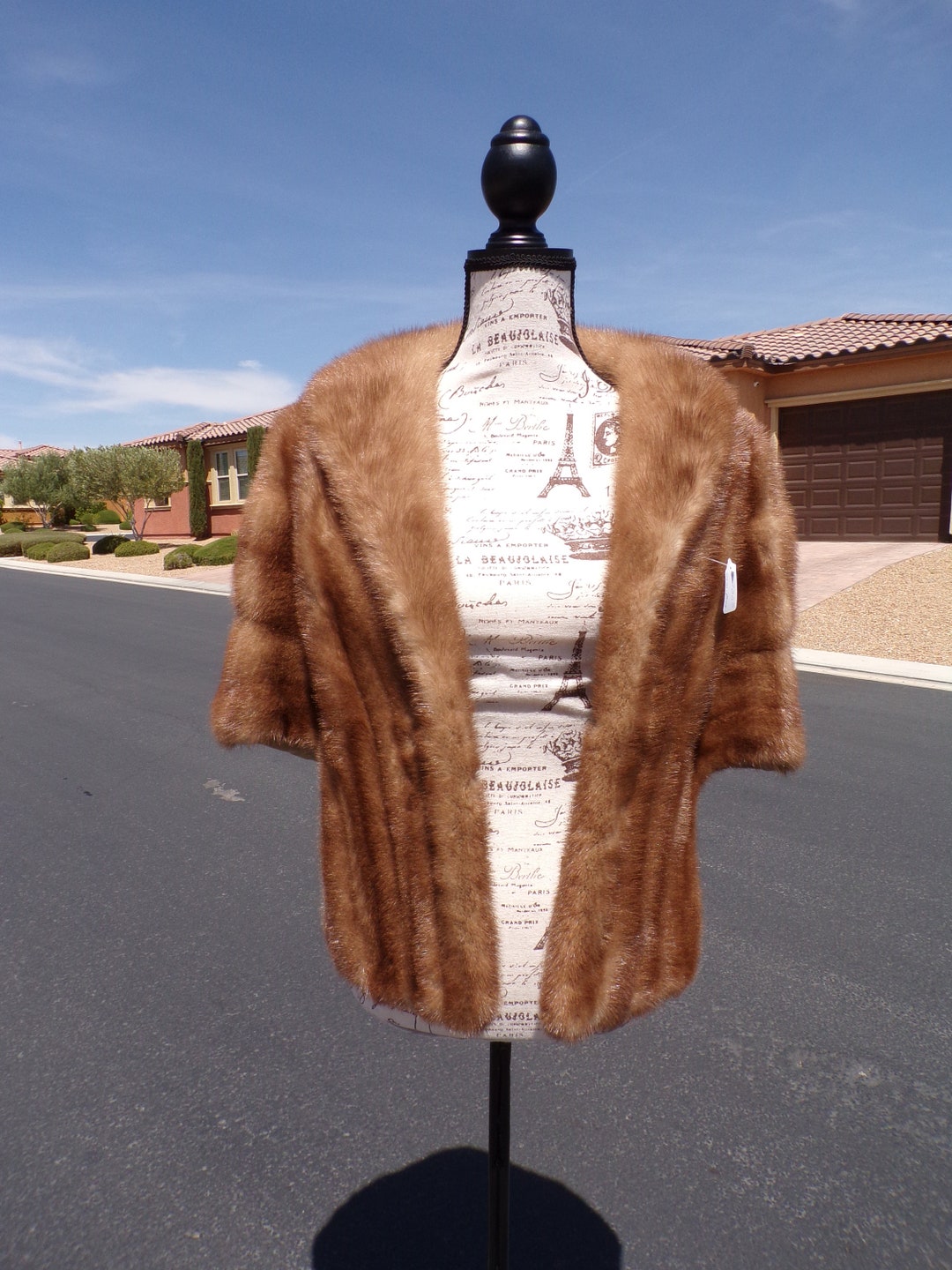 M-L (10-12) Real MINK FUR Stole Stoll Shawl Wrap, Light Brown/beige ...
