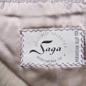 S (6-8) Real BLUE FOX Fur Stole Stoll Shawl Wrap, by SAGA Fox, Ivory W ...
