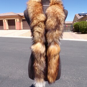 68 Real RED FOX Fur Boa With 2 Fox Tails, Scarf Collar Stole, Beige ...