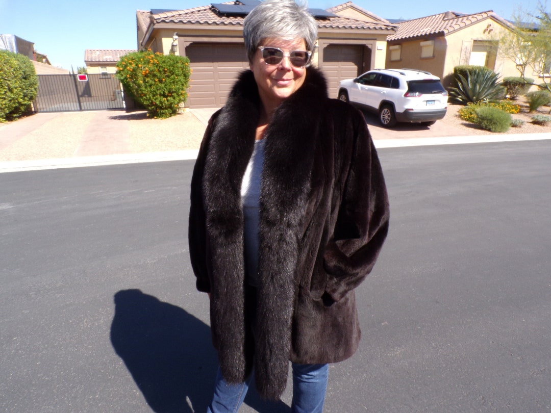 2/3X-L 18-22 Real SHEARED MINK & Fox Fur Jacket Coat, Fully Reversible ...