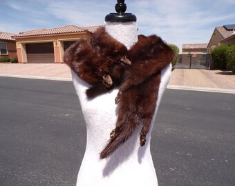 4 Pelt Brown MINK Scarf Scarves Collar Boa Stole Stoll, Real MINK Full ...
