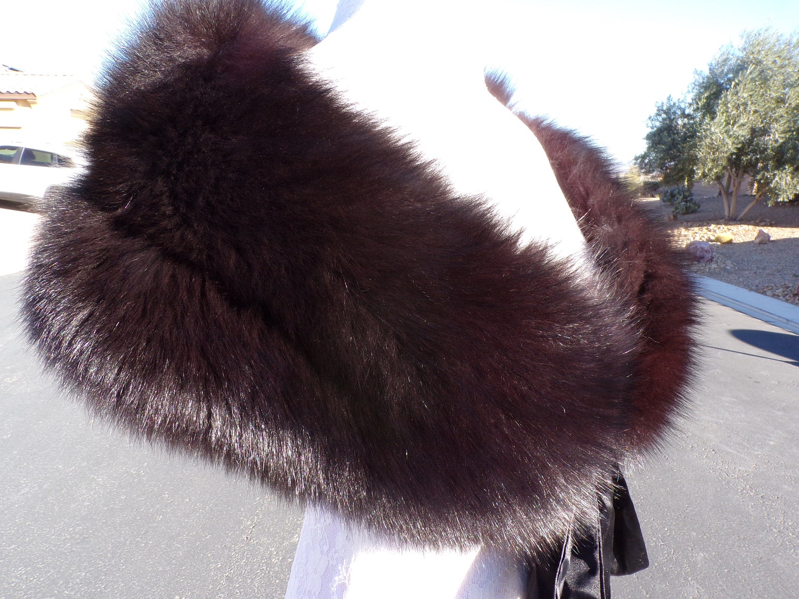 S/M 6-12 Real FOX Fur Stole Stoll Shawl Wrap,tie Closure, Fox Fur, Dyed ...