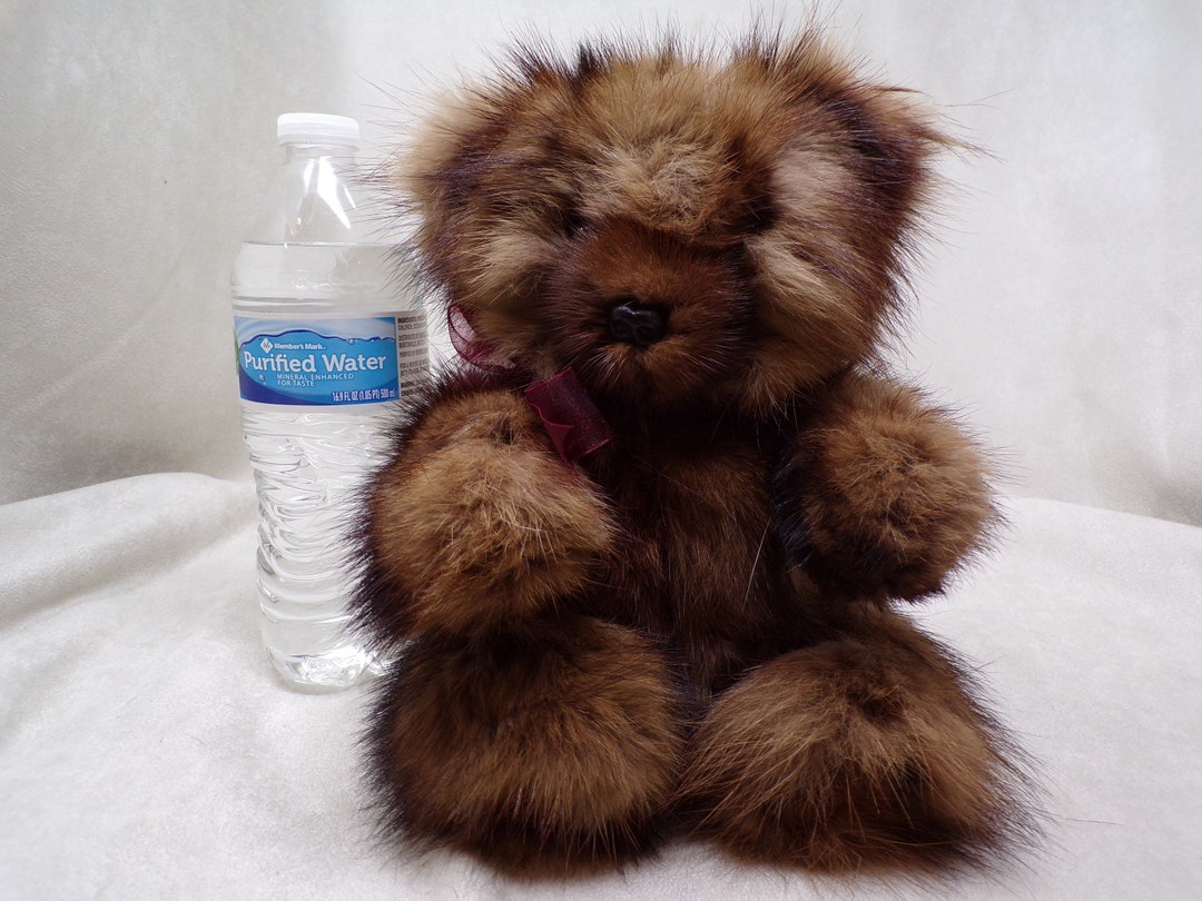 11" Real SABLE FUR Jointed Teddy Bear, OOAK Adult Stuffed Animal, Beige ...