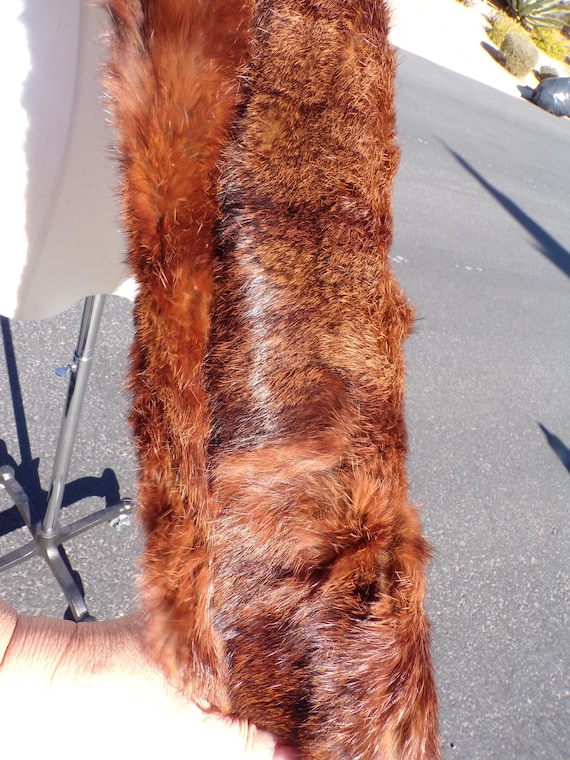 70" real brindle RABBIT FUR belt sash scarf, rabbit f… - Gem