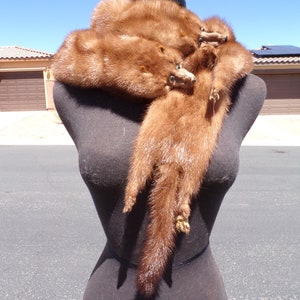 4 Pelt Brown MINK Scarf Scarves Collar Boa Stole Stoll, Real MINK Full ...