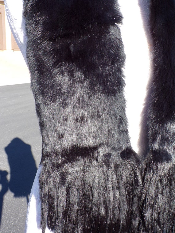 60" real black RABBIT FUR scarf boa, black rabbit fur… - Gem