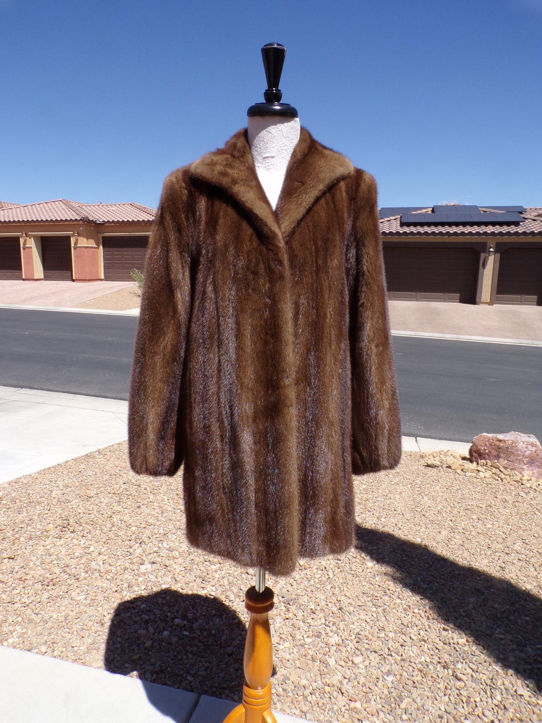 M (8) Real MINK Fur Jacket Coat, Brown, Real Ranch Mink Fur Hip-length ...