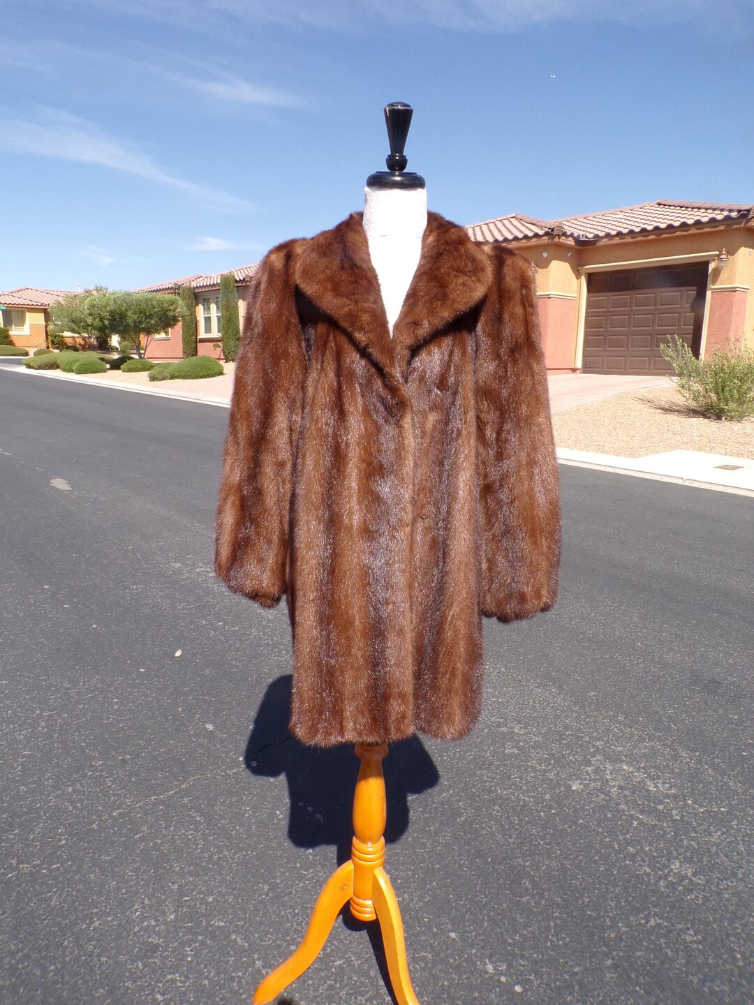 L (12) Real MINK Fur Jacket Coat, Brown, Real Female Ranch Mink Fur Hip ...