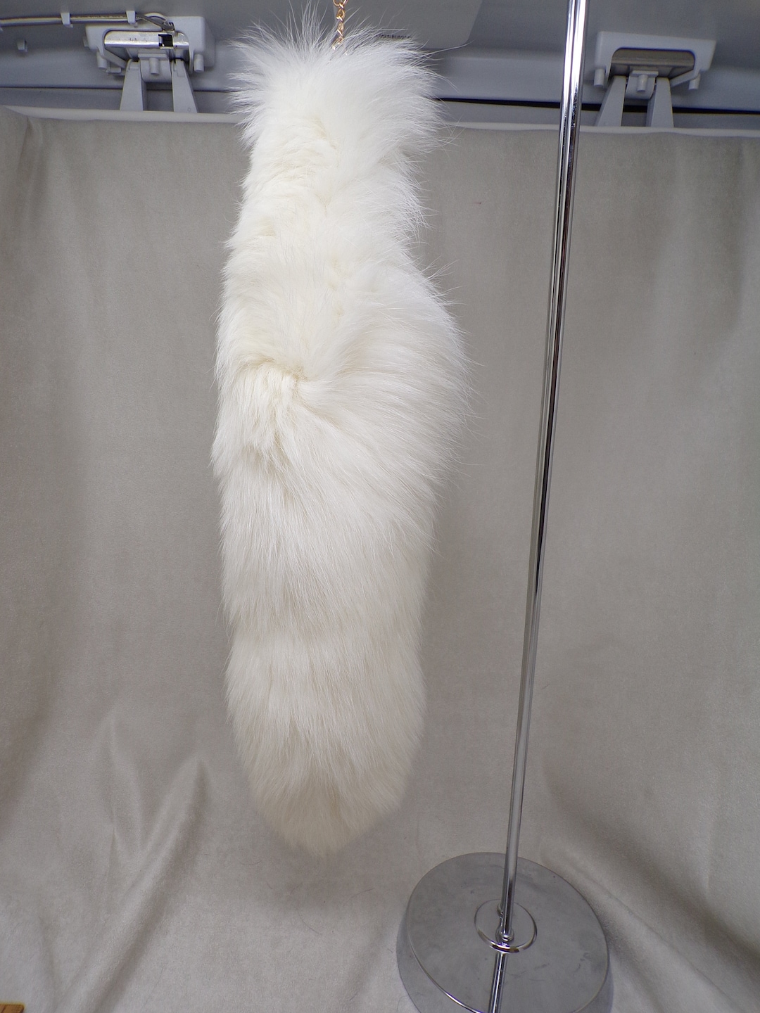 XL Natural Arctic FOX TAIL Keychain Purse Charm, (unbleached) Natural ...