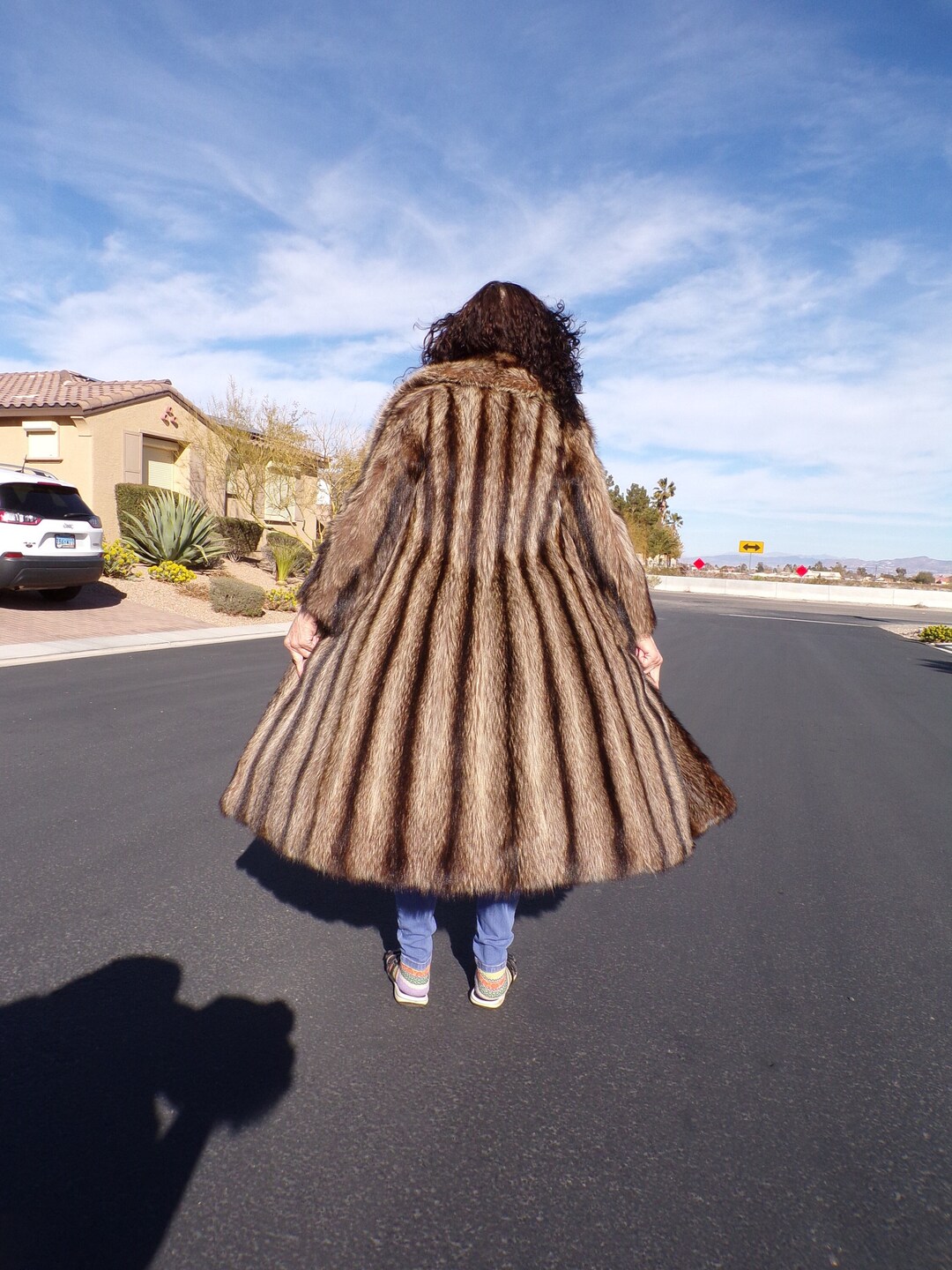 XXS-P (0P-2P) Real RACCOON FUR Coat, Silver Tips, Top Quality Pelts ...