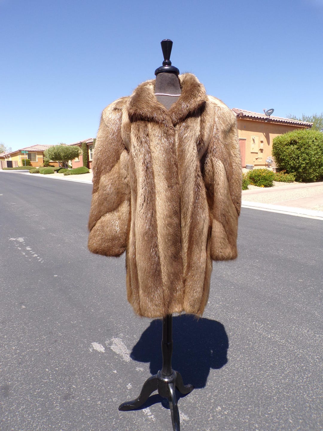 MP-LP (10P-12P) Real BEAVER Fur Jacket Coat, Long Hair Beaver, Brown ...