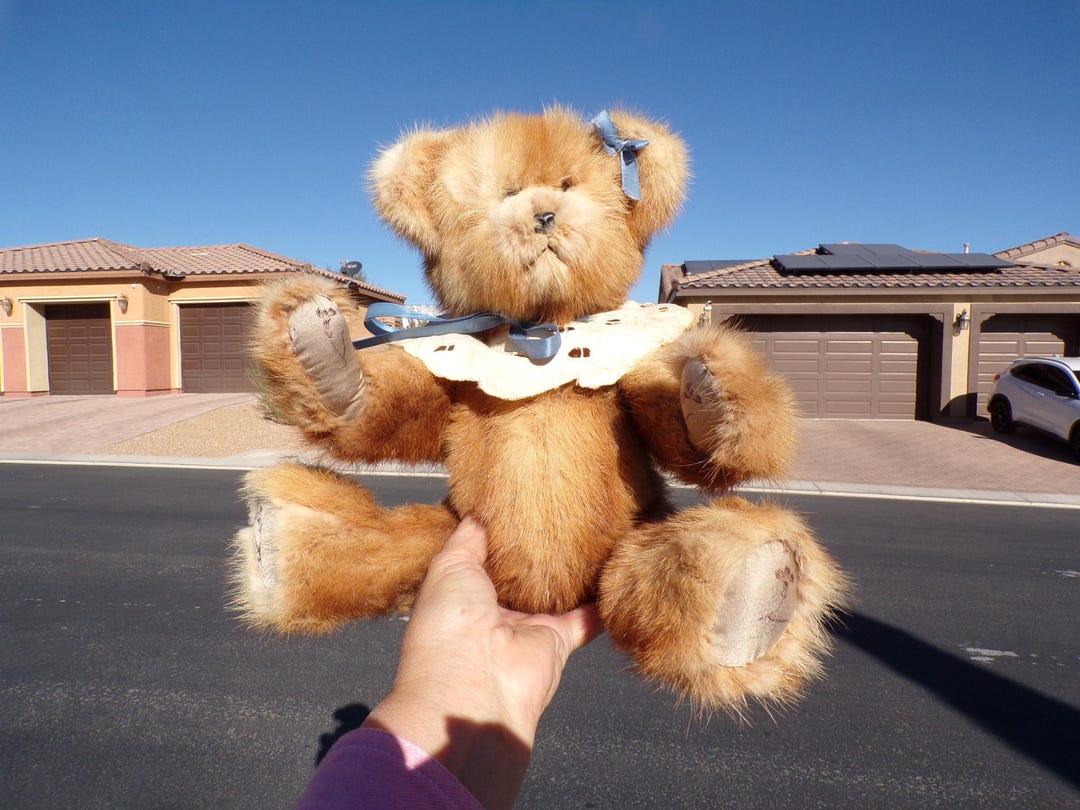 16 Real MINK FUR Jointed Teddy Bear, OOAK Adult Stuffed Animal Real ...