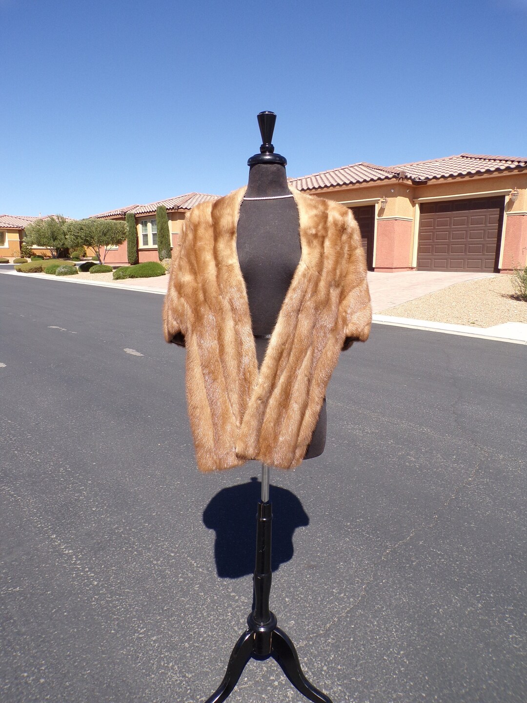 M-L (10-12) Real Beige MINK FUR Stole Stoll Shawl Wrap, Autumn Haze ...