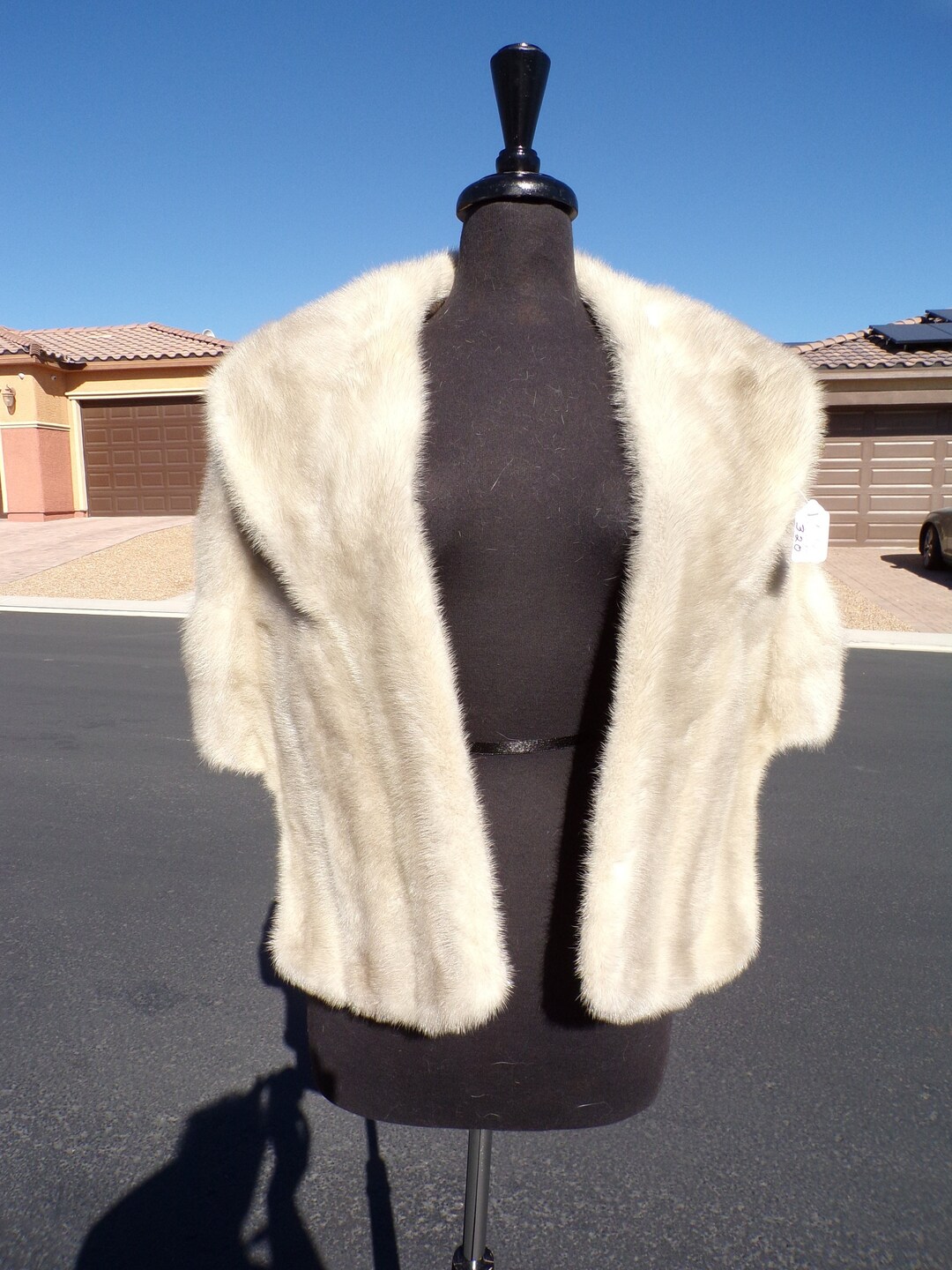 L 12-14 Real MINK FUR Stole Stoll Shawl Wrap, Silver Gray Grey Sapphire ...