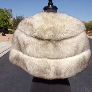 M 8-10 Real BLUE FOX Fur Stole Stoll Shawl Wrap, Ivory W Gray Tips, by ...