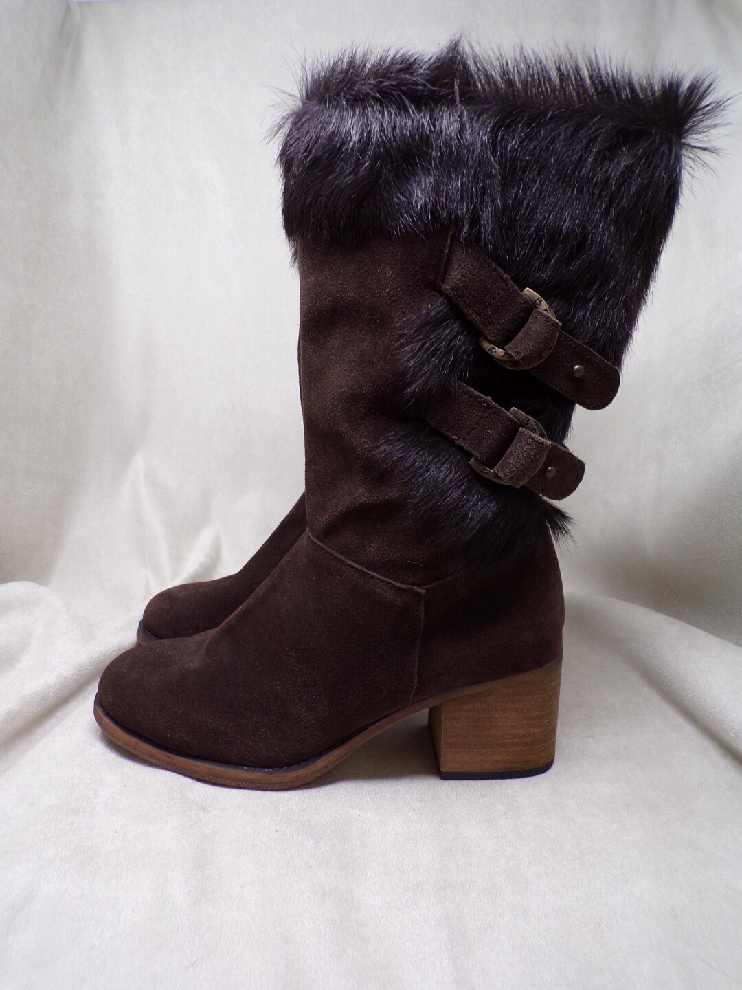 NWT Wm (9) BEAR PAW Real Fur Boots, Brown, "madeline" Fashion Boots ...