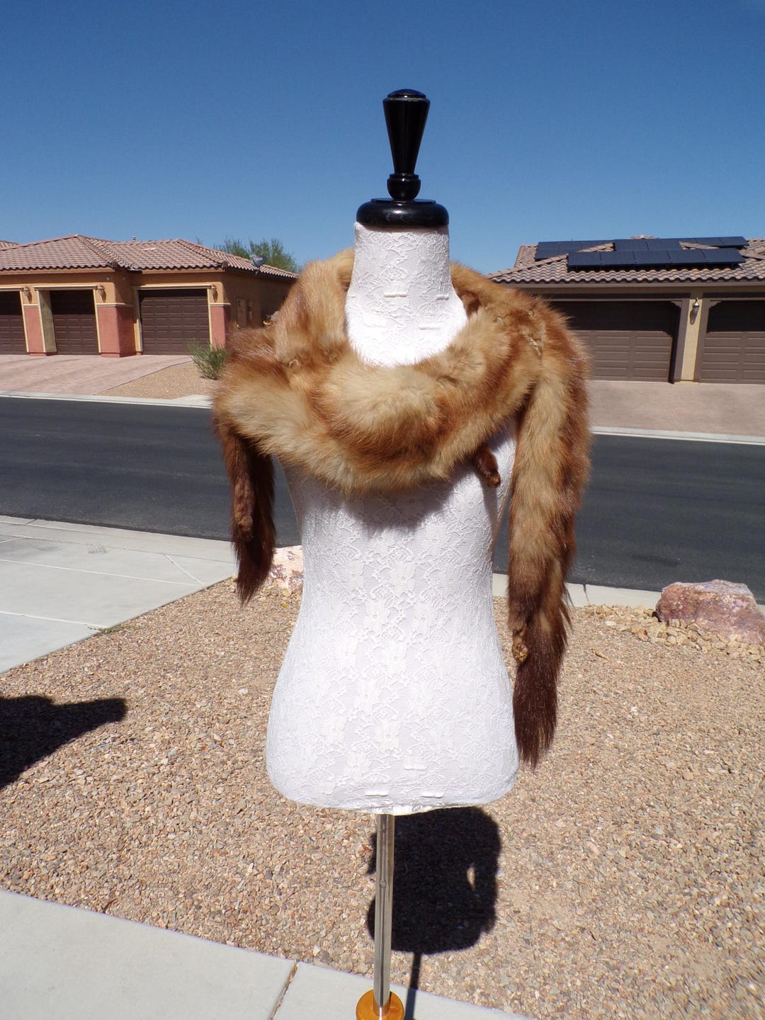 3 Pelt STONE MARTEN Sable Fitch Mink Scarf Scarves Collar Boa Stole ...