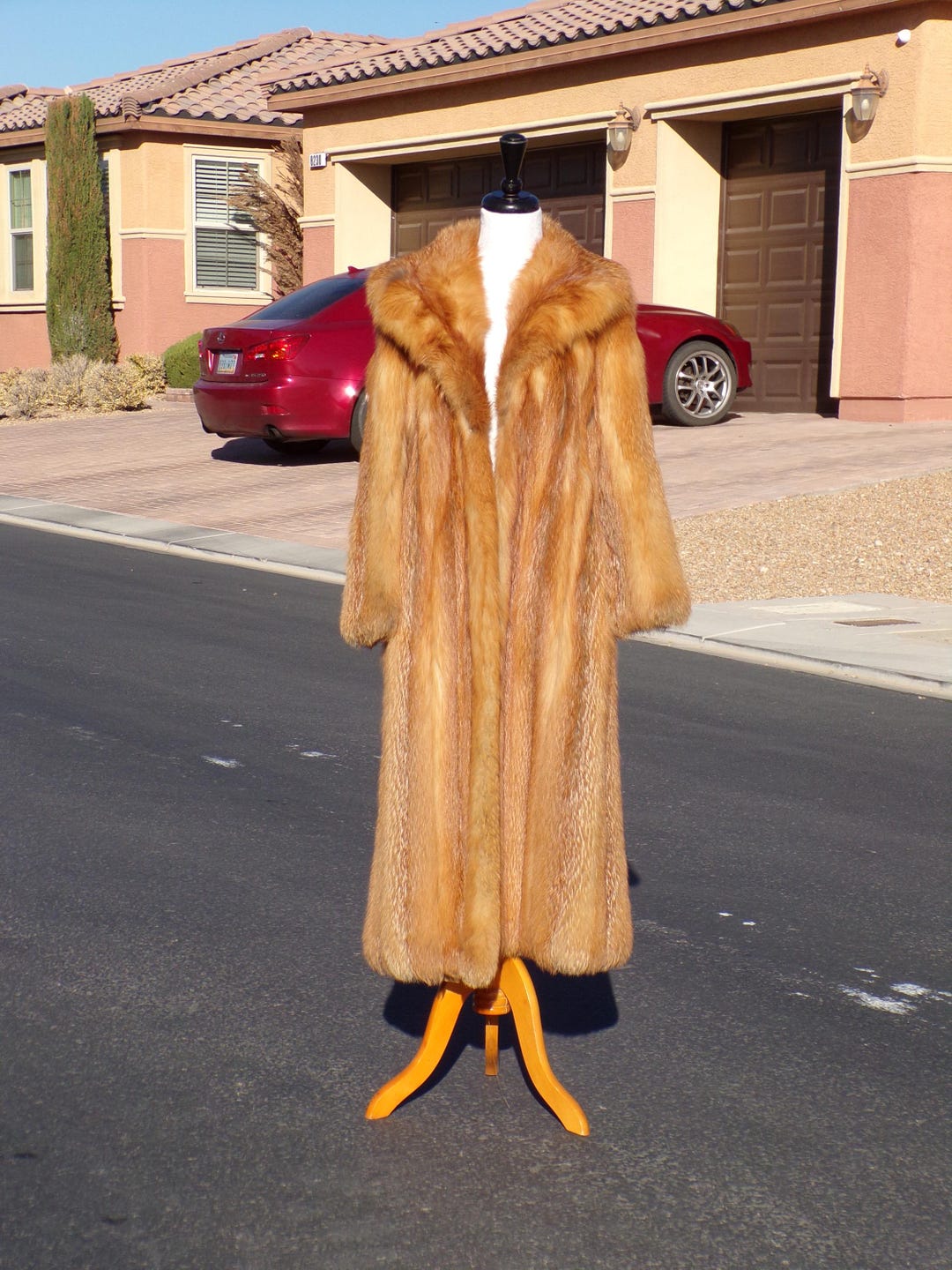 S-M (6-8) Real RED FOX Fur Coat, Copper/ivory, Fully Let Out, Buttery ...