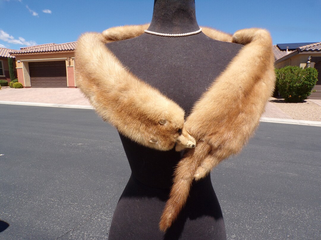 4 Pelt Blonde MINK Scarf Scarves Collar Boa Stole Stoll, Real MINK Full ...