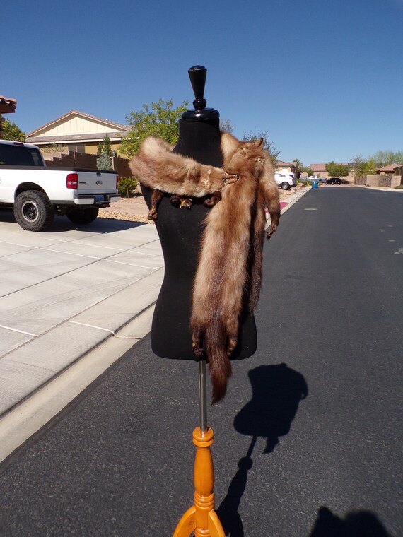 Vintage STONE MARTEN SABLE MINK Fur STOLE with TAILS … - Gem