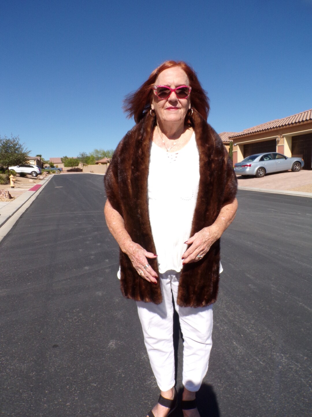 Os-flat, Real MINK FUR Stole Stoll Shawl Wrap, Mink Fur in Dark Brown ...