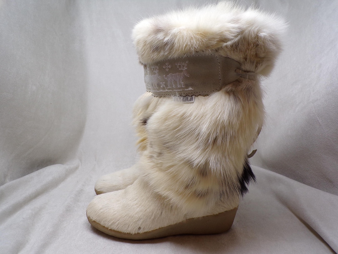 Wm (8) TECNICA Real Fur Boots, High Quality, Ivory/black, Apres Ski ...