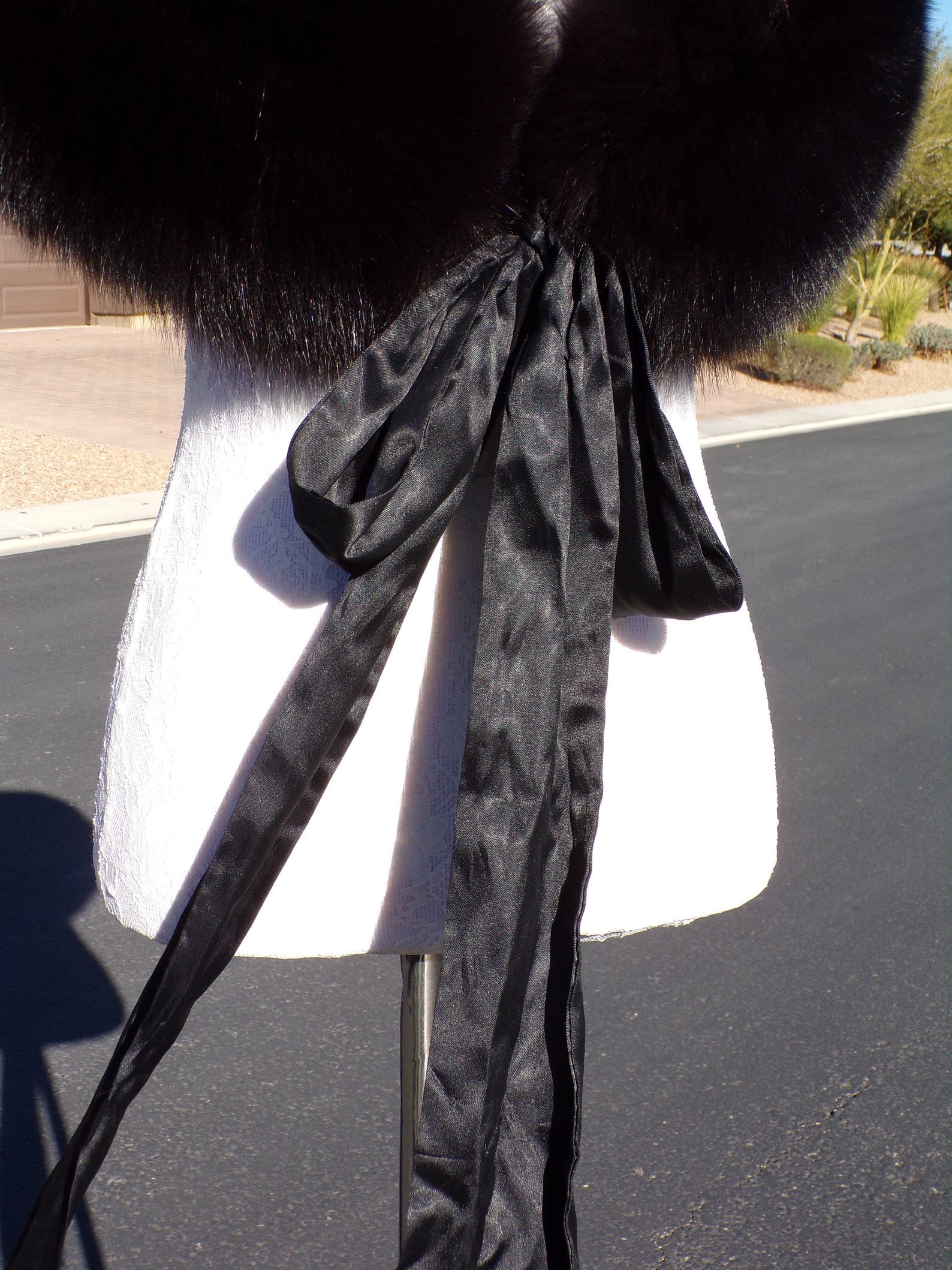 S/M 6-12 Real FOX Fur Stole Stoll Shawl Wrap,tie Closure, Fox Fur, Dyed ...