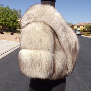 M 8-10 Real BLUE FOX Fur Stole Stoll Shawl Wrap, Ivory W Gray Tips, by ...